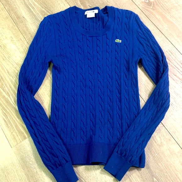 Lacoste | Sweaters | Lacoste Royal Blue Cable Sweater | Poshmark